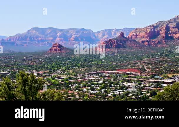 Sedona Sandstone Peaks and Cliffs Above Arizona Desert Valley. High ...