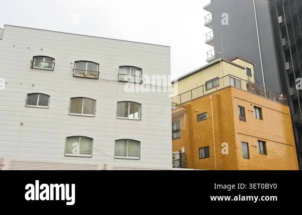 Tokyo Residential Apartment Buildings View From Moving Bus Japan. High ...