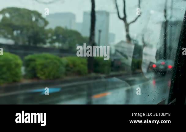 Tokyo Japan February 23, 2026: Rainy Tokyo Street View Through Car ...