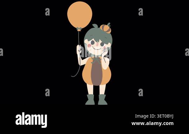 animated video happy halloween holiday festival with boy wearing ...