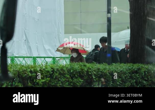 Tokyo Japan February 23, 2026: Tokyo Commuters Carrying Umbrellas ...