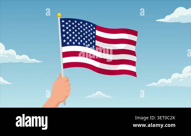 flag day usa hand sky Stock Video Footage - Alamy