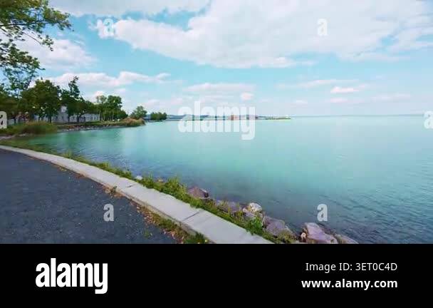 Tihany, Hungary - May 19, 2026: Wide panoramic view of Lake Balaton ...