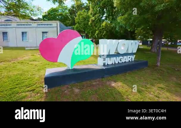 Tihany, Hungary - May 19, 2026: Colorful WOW Hungary tourist landmark ...