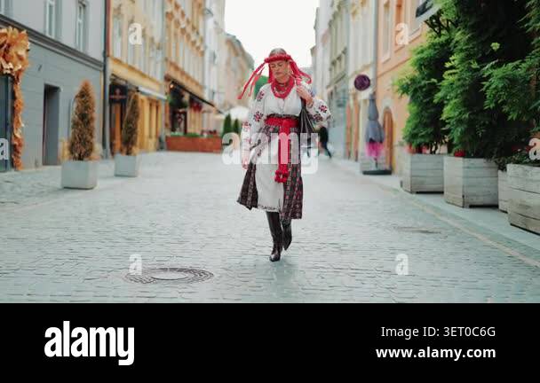 Beautiful elegant woman wearing authentic Ukrainian national dress ...
