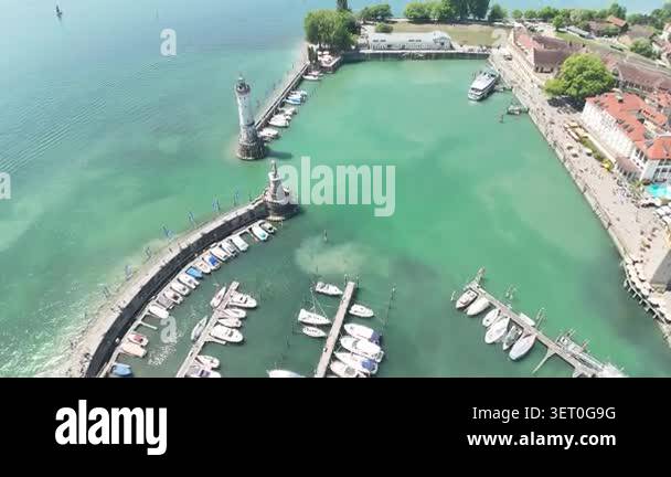 the town of Lindau Island in Germany aerial view of the city of the ...