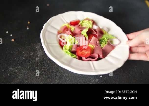 Salad beef and vegetables tasty snack fresh delicious gourmet food ...