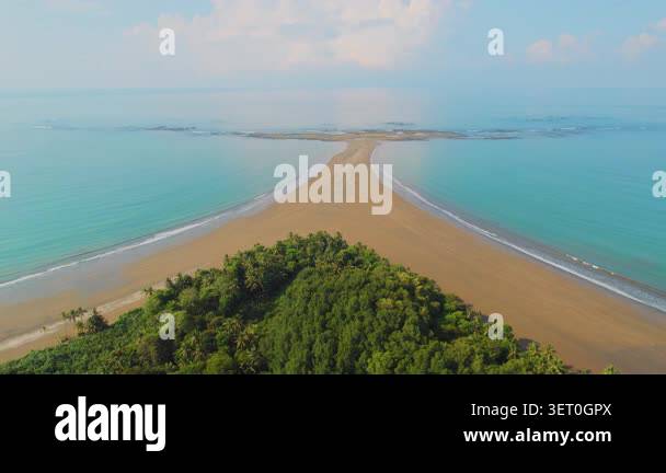 Panoramic view of sandy Whale Tail formation at low tide at Marino ...