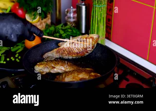 Complete homemade crucian carp recipe showing fish cleaning, scaling ...