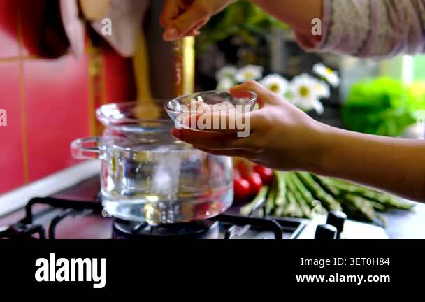 prepares a nutritious breakfast from scratch, whisking eggs, seasoning ...