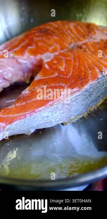 Fresh salmon is dried, seasoned, fried in oil, basted with butter and ...