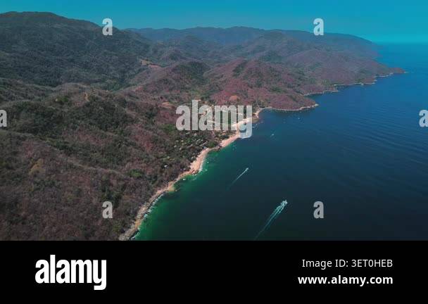 Aerial drone captures a sweeping panoramic of pristine virgin beaches ...