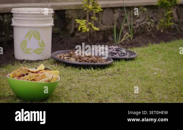 Organic Waste and Compost Materials in an Outdoor Garden Stock Video ...