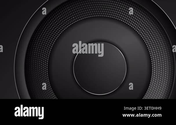 Black and metallic abstract tech geometric round background with dotted ...