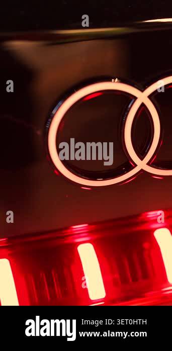 Hamburg, Germany, June 8, 2025: Audi logo on an Audi vehicle displayed ...