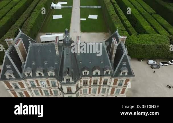 Aerial view of the historic Chateau at Domaine Departemental de Sceaux ...