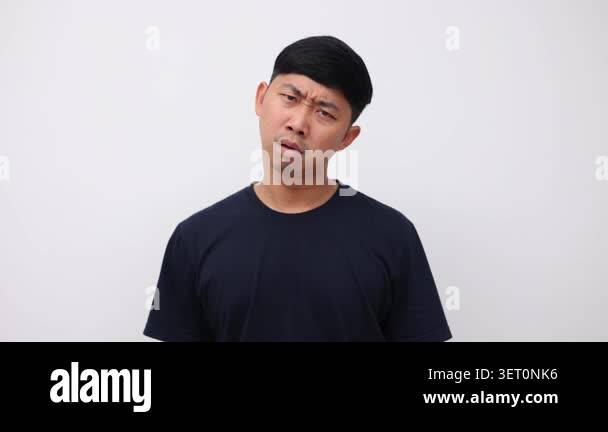 Man black shirt confused face gesture I don't know,Man jeans shirt ...