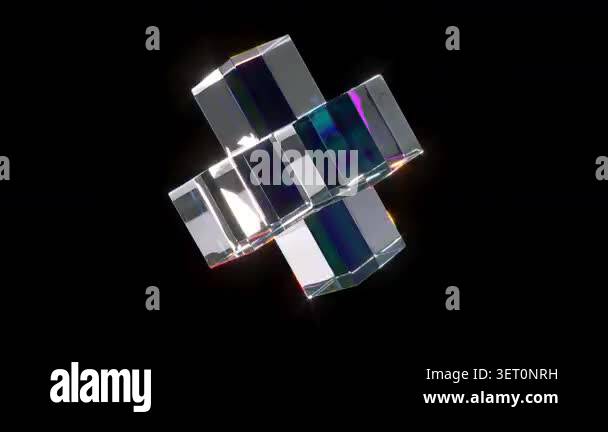 3d glass cross abstract geometric shape bg rotate endless 4k Stock ...