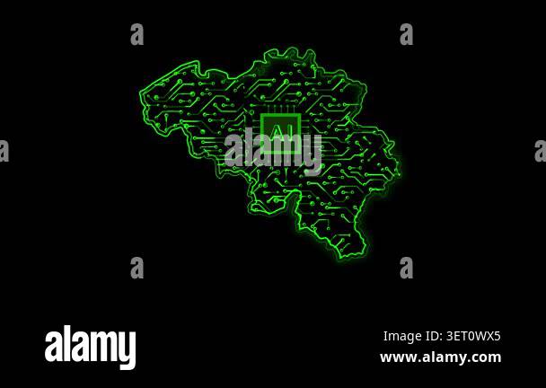 Belgium Country Map Chipset Technology Opener, Suitable for Tech Events ...