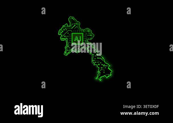 Laos Country Map Chipset Technology Opener, Suitable for Tech Events ...
