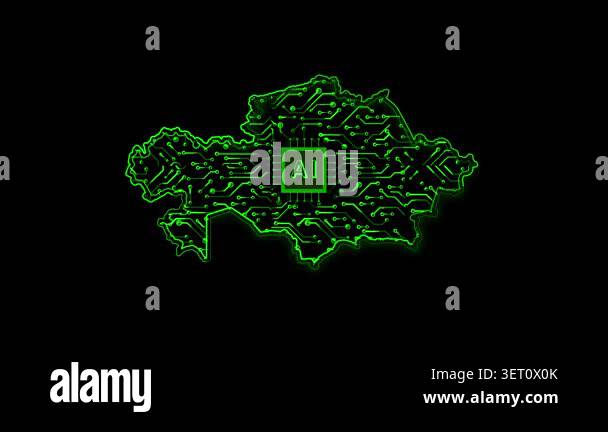 Kazakhstan Country Map Chipset Technology Opener, Suitable for Tech ...