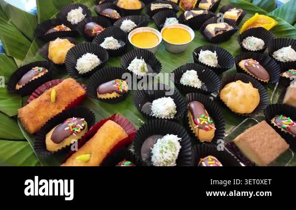 Assorted Traditional Indonesian Snacks Jajan Pasar on Banana Leaf Stock ...