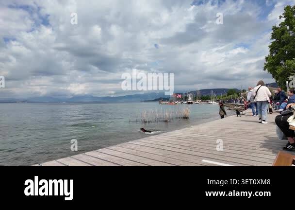 Bardolino, Italy - May 14, 2026 - People enjoying a scenic lakeside ...