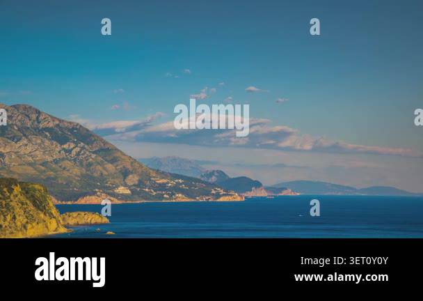 The steep slopes of the Montenegrin Mountains with resort hotels ...