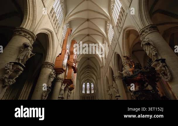 BRUSSELS, BELGIUM - SEPTEMBER 28 2025: Spellbound interior of St ...