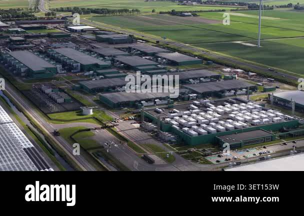 Aerial drone view of a large scale data center supporting cloud ...