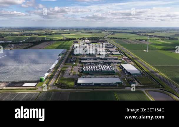 Aerial drone view of a large scale data center supporting cloud ...