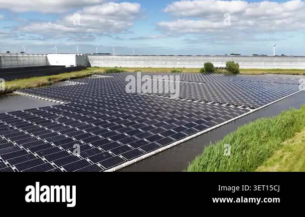 Floating solar farm power station with photovoltaic modules mounted on ...