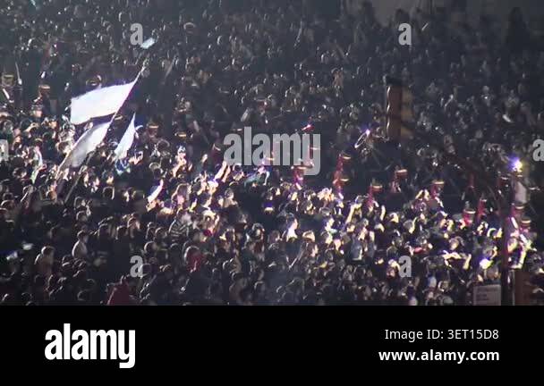 Granaderos Military Band Marching Through Huge Crowd Of People With ...