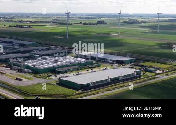 Aerial drone view of a large scale data center supporting cloud ...