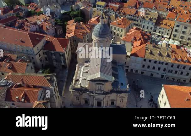 Aerial view showing the dubrovnik cathedral of the assumption of the ...
