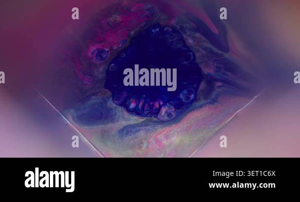 Paint spatter. Splash art. Defocused blue pink purple colorful ink cube ...