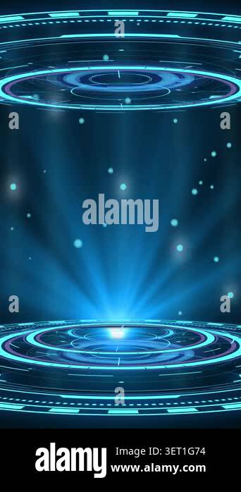 Vertical video HUD circle interfaces. Hi tech futuristic display. Blue ...