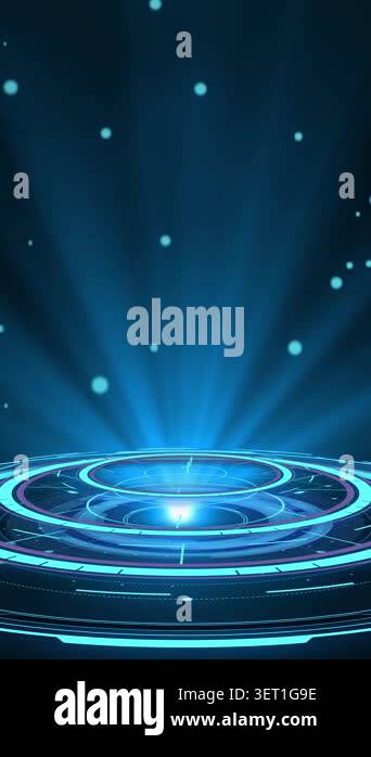 Vertical video HUD circle interfaces. Hi tech futuristic display. Blue ...