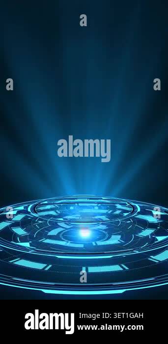 Vertical video HUD circle interfaces. Hi tech futuristic display. Blue ...