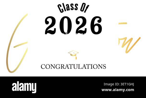 Black and gold class of 2026 Graduation design animation on black ...
