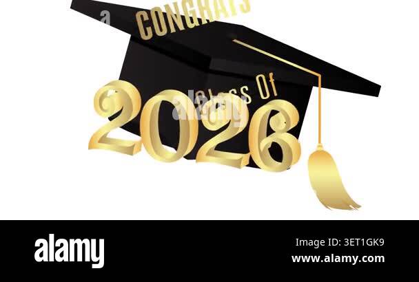 Black and gold class of 2026 Graduation design animation on black ...