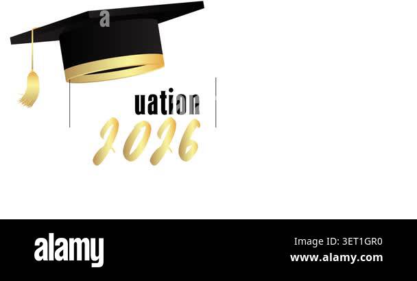 Black and gold class of 2026 Graduation design animation on black ...