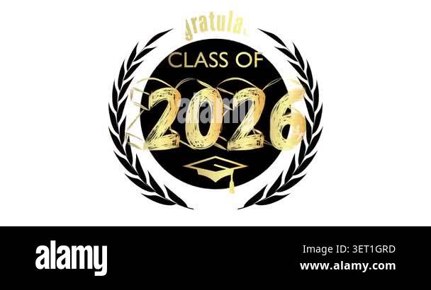Black and gold class of 2026 Graduation design animation on black ...