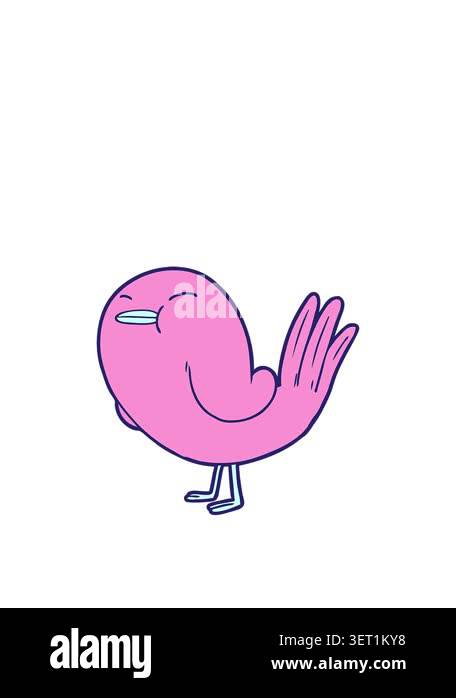 Cartoon pink bird standing with puffed chest Stock Video Footage - Alamy