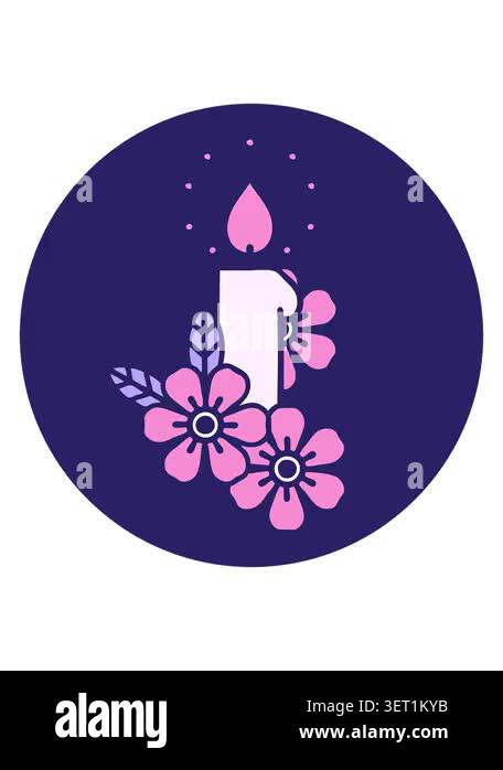 Vertical video showing a stylized illustration of a white candle with ...