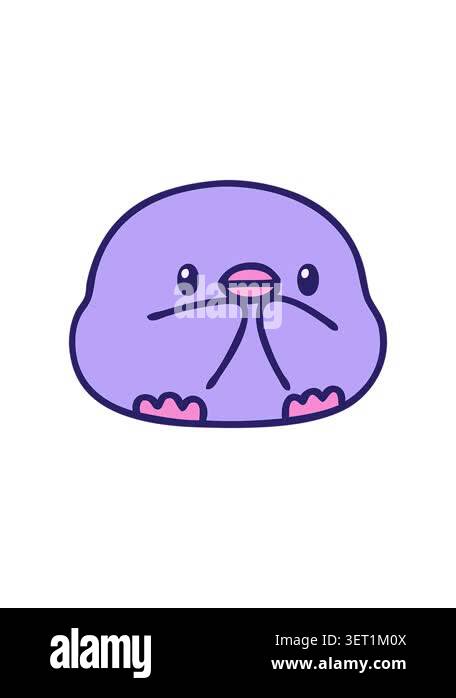 Cute purple cartoon character with small features Stock Video Footage ...