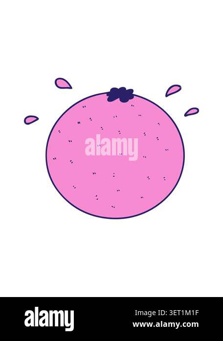 Vertical video showing a simple pink cartoon circle with a dark blue ...