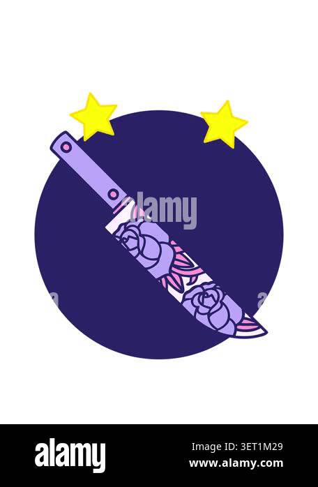 Decorative knife featuring floral design and stars Stock Video Footage ...