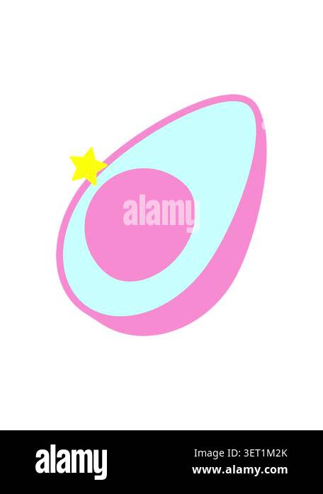 Vertical video showing animated graphic of a pink and blue avocado half ...
