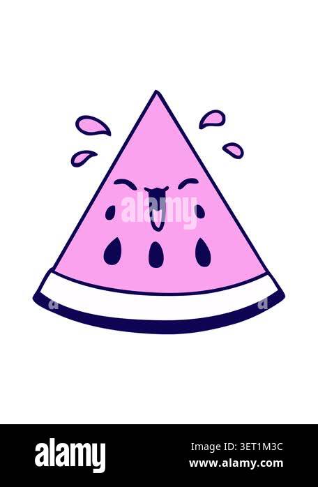 Vertical video showing animated slice of watermelon with a happy ...